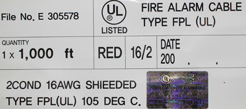 UL 1424 소방용 케이블 POWER LIMITED FIRE ALARM CABLE (16/2C) > 절연케이블 | 어바웃케이블