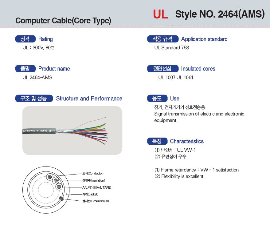 합성연질 UL 2464#18 AMS 조작선 > UL 전선 | 어바웃케이블